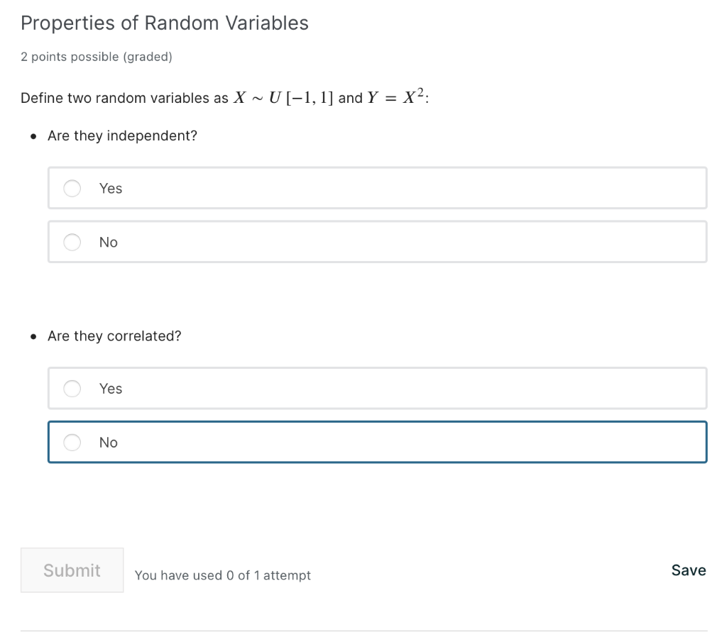 Solved Properties of Random Variables 2 points possible | Chegg.com