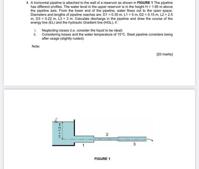Solved 4. A horizontal pipeline is attached to the wall of a | Chegg.com