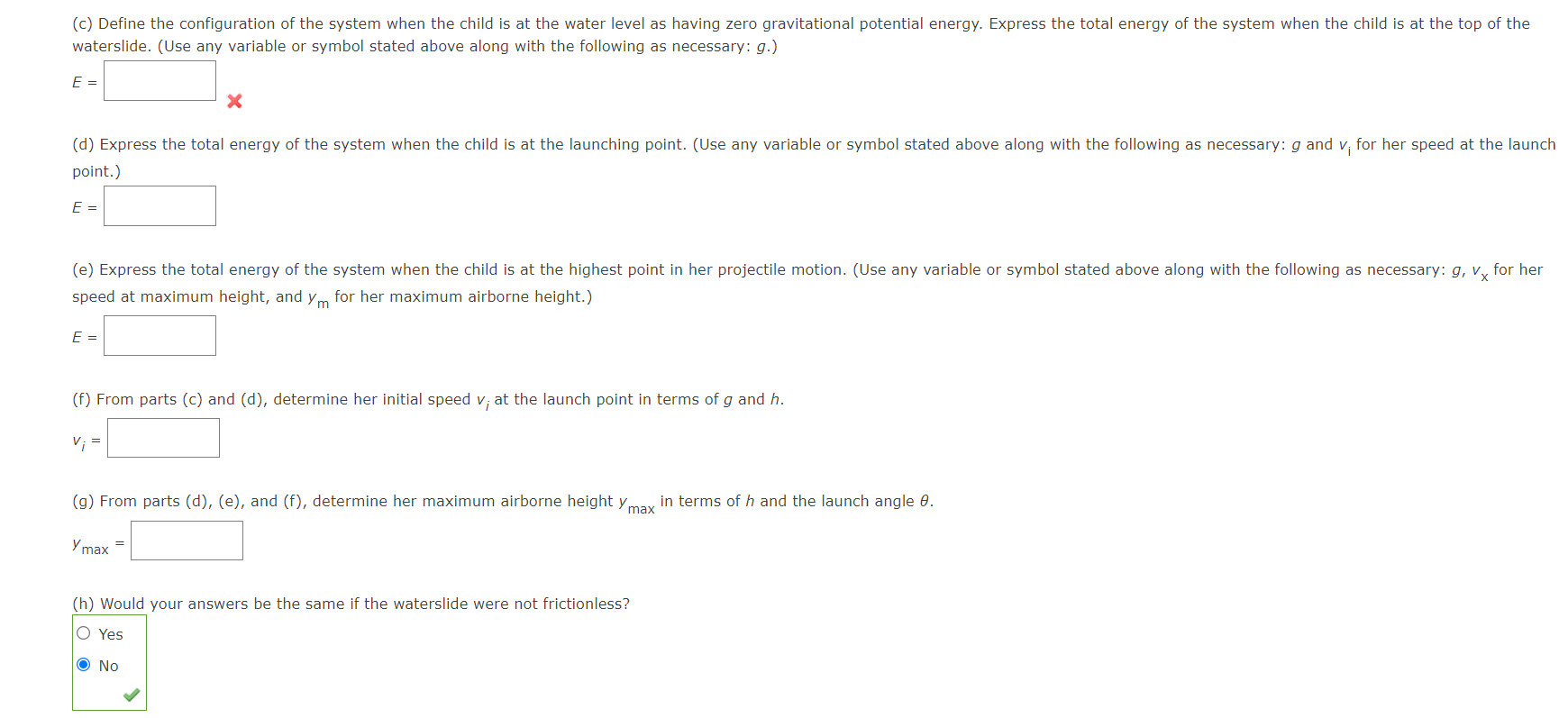 Solved A child of mass m starts from rest and slides without | Chegg.com