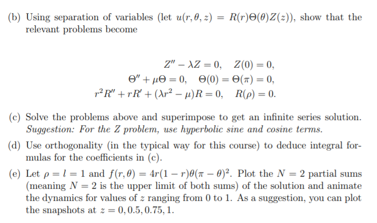 1. Lapalce's Equation in Cylindrical Coordinates: The | Chegg.com