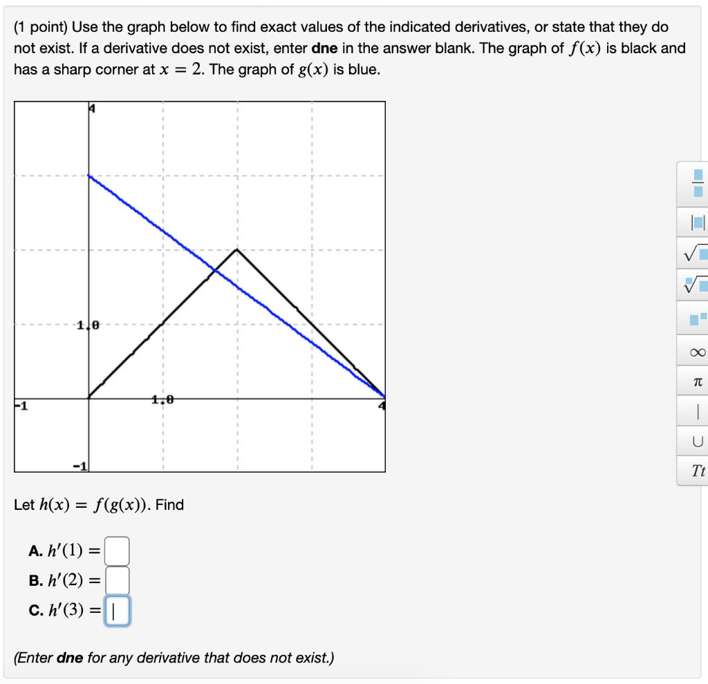 Solved (1 point) Use the graph below to find exact values of | Chegg.com