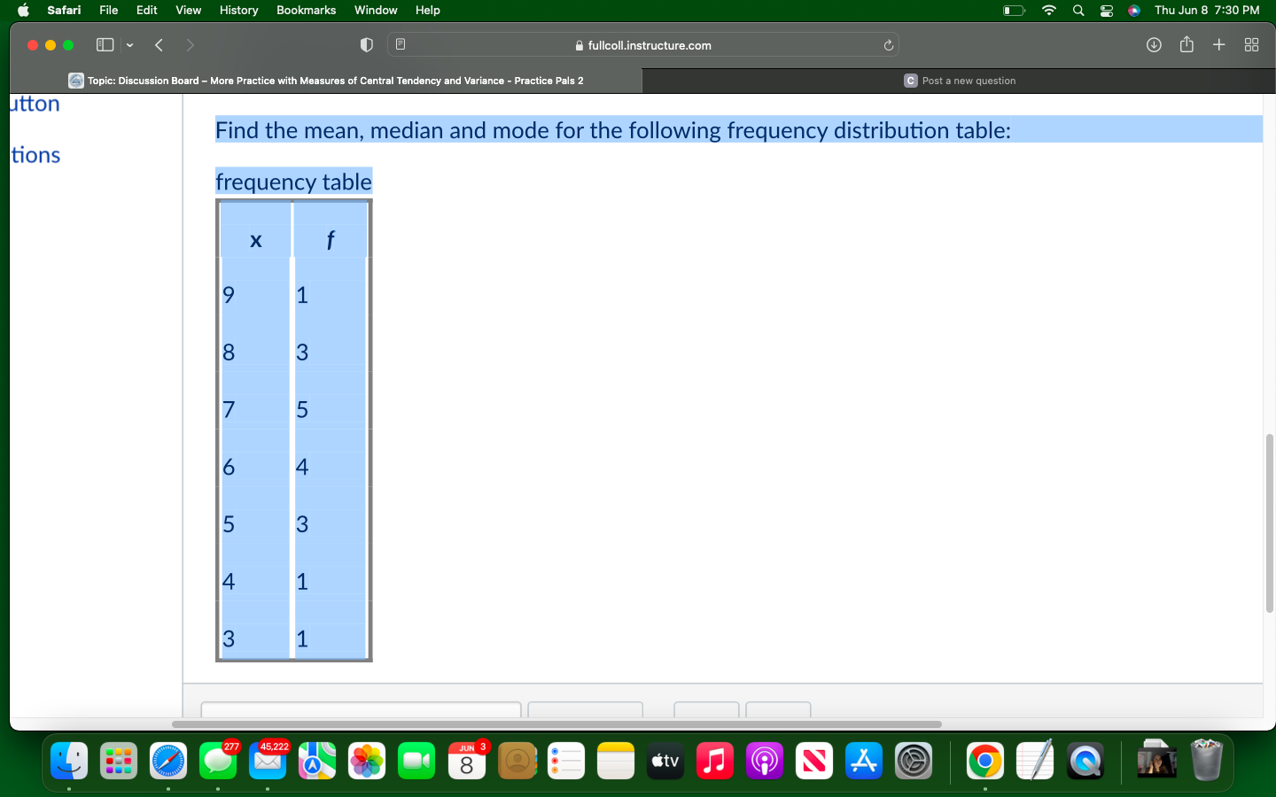 Solved Find the mean, median and mode for the following | Chegg.com