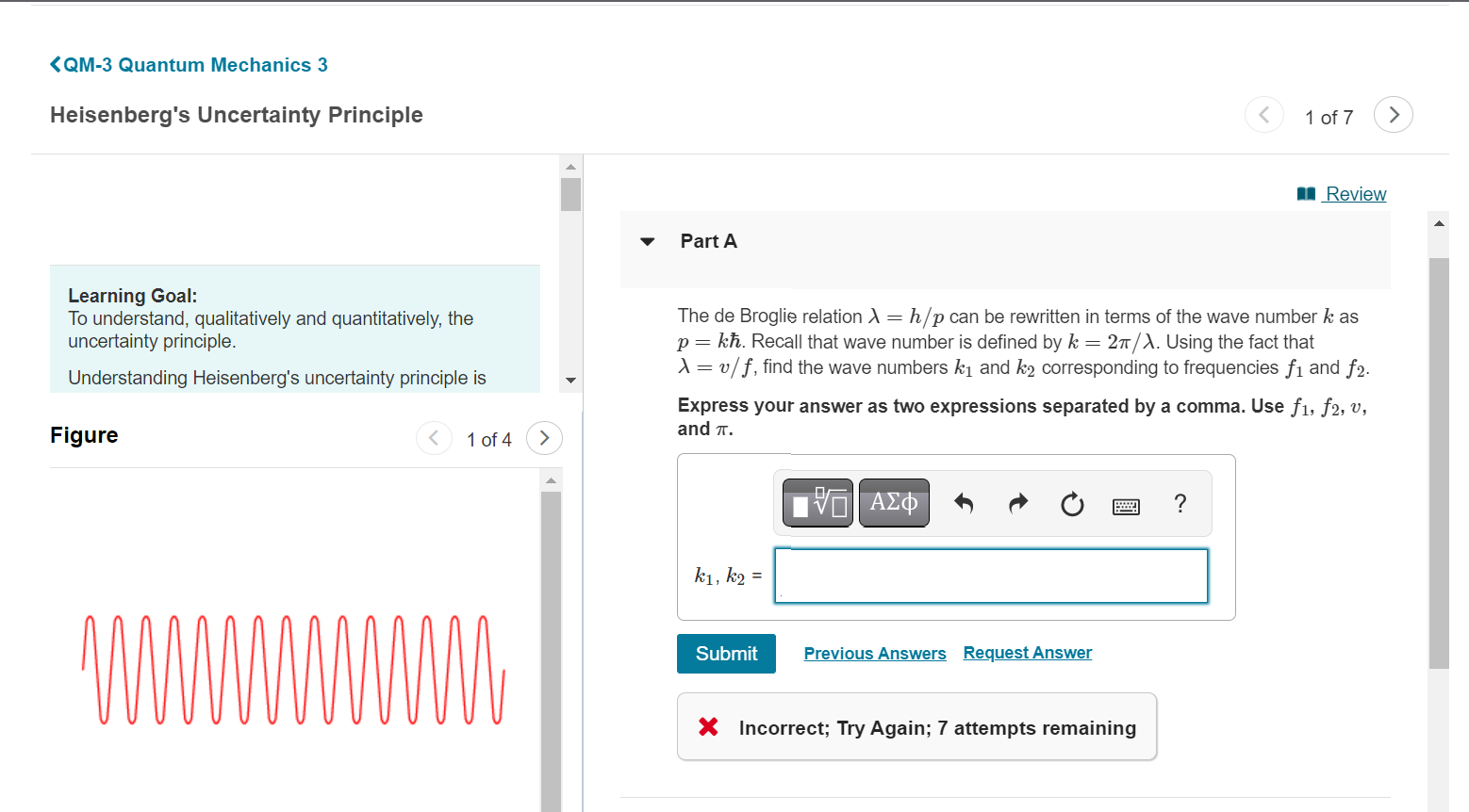 Solved λ=h/p can be rewritten in terms of the wave number k | Chegg.com