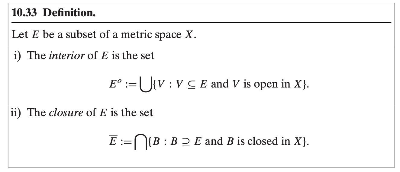 Solved Prove that the definition of interior and closure of | Chegg.com