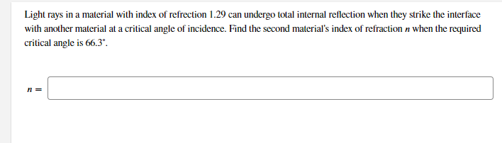 Solved Light rays in a material with index of refrection | Chegg.com