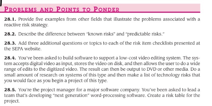 PROBLEMS AND POINTS TO PONDER 28.1. Provide five | Chegg.com