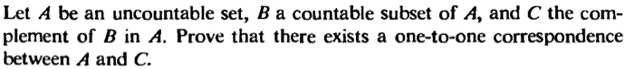Solved Let A be an uncountable set, B a countable subset of | Chegg.com