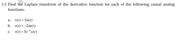 Solved 3.3 Find the Laplace transform of the derivative | Chegg.com