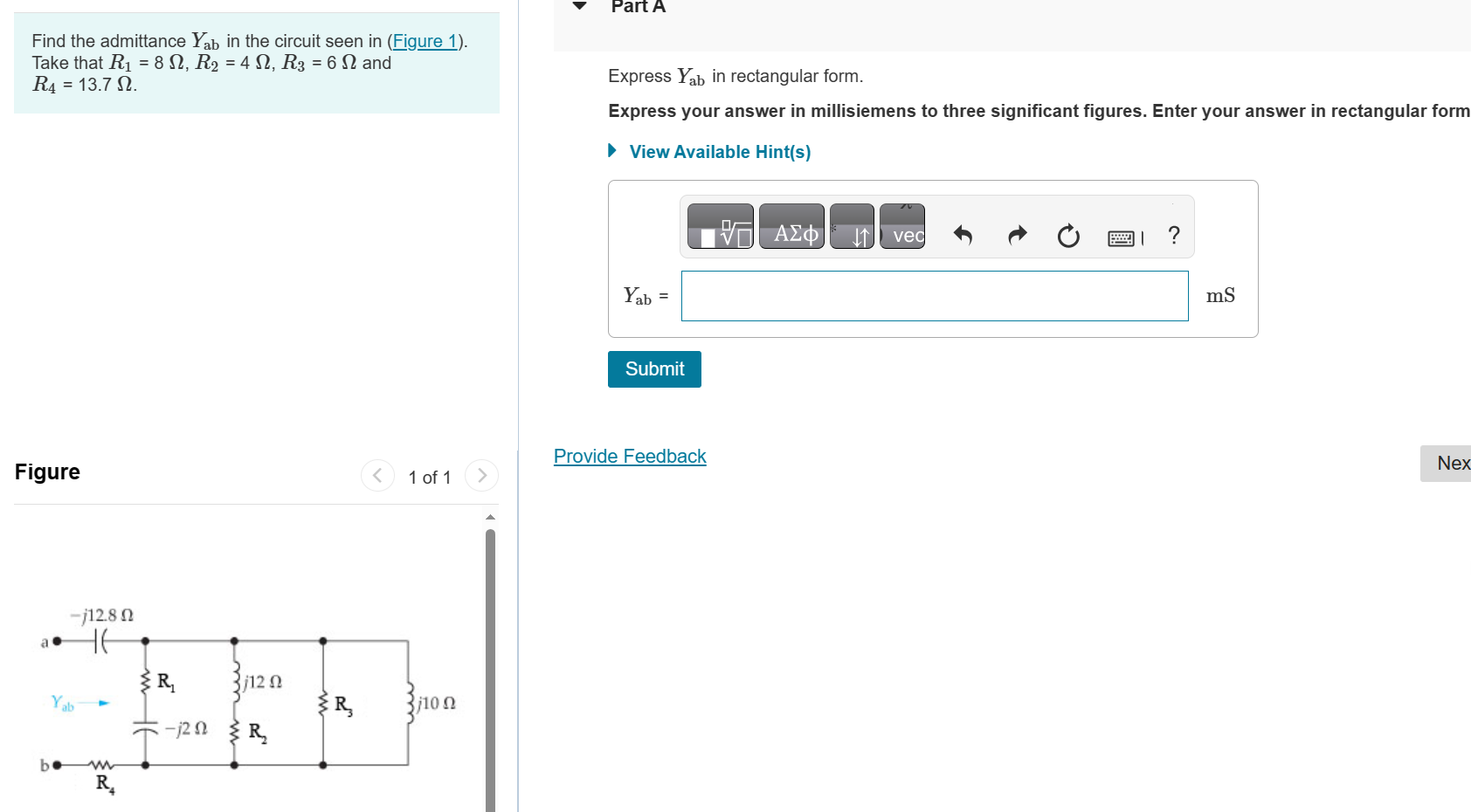 Solved Find the admittance Yab in the circuit seen in Take | Chegg.com