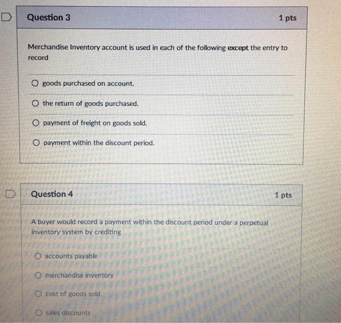 Solved Merchandise Inventory account is used in each of the | Chegg.com