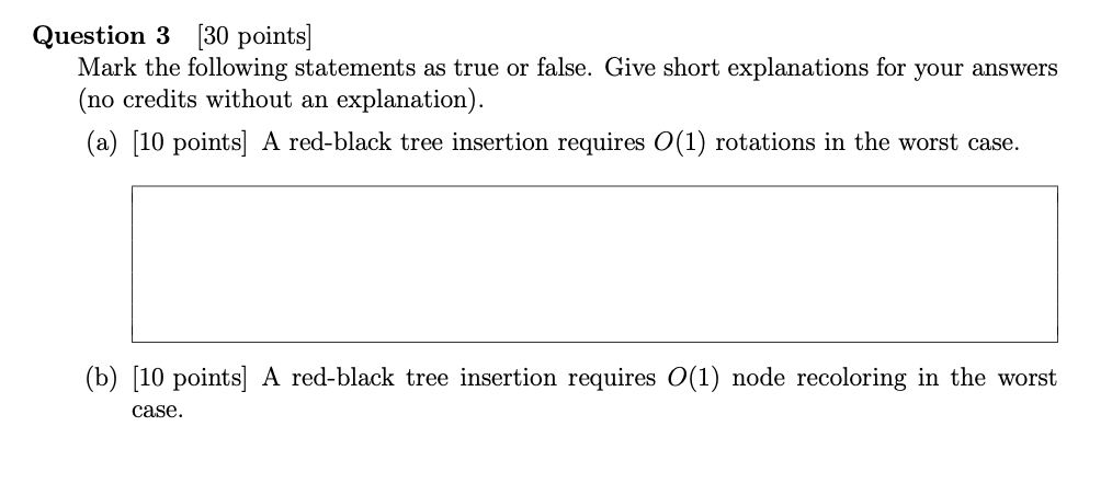 Solved Question 3 [30 points ] Mark the following statements | Chegg.com