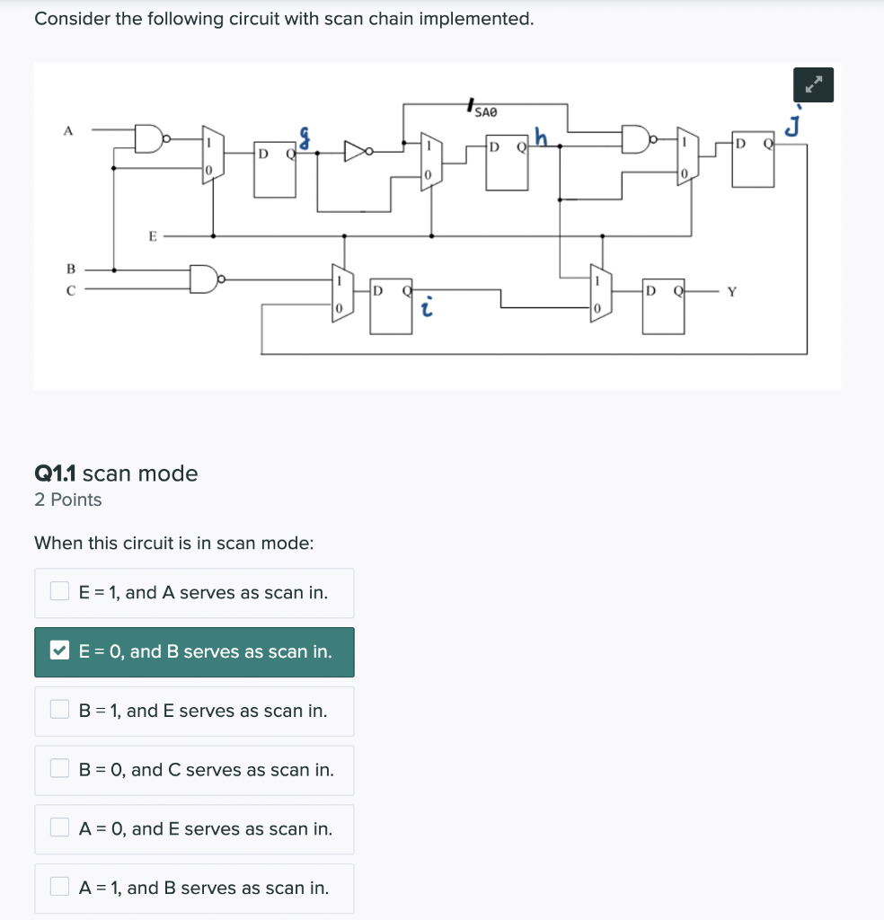 Solved Consider the following circuit with scan chain | Chegg.com