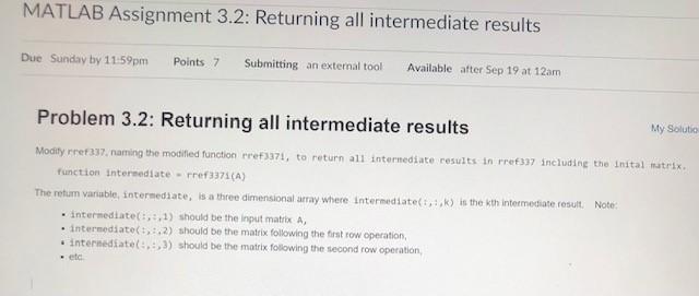 Matlab Assignment 32 Returning All Intermediate 