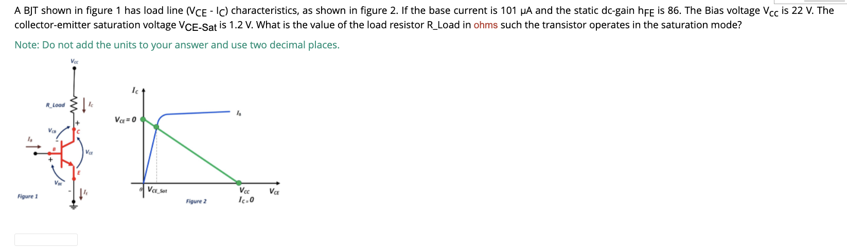 Solved A BJT shown in figure 1 has load line (VCE - IC) | Chegg.com