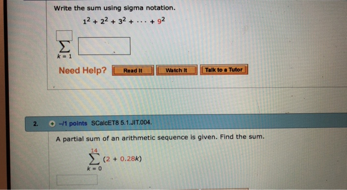 Solved Write the sum using sigma notation. 12 +22+32++92 | Chegg.com