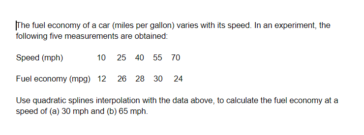 Solved The fuel economy of a car (miles per gallon) varies | Chegg.com