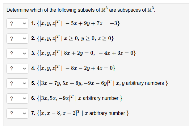 Determine which of the following subsets of R3 are | Chegg.com