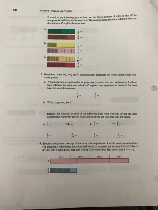 Solved Activity Set 5.2 Fraction Bar Model for Equality and | Chegg.com