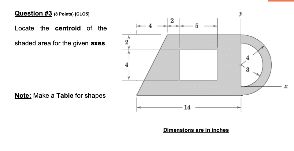 Solved Question #3 (8 Points) [CLO5] Locate the centroid of | Chegg.com