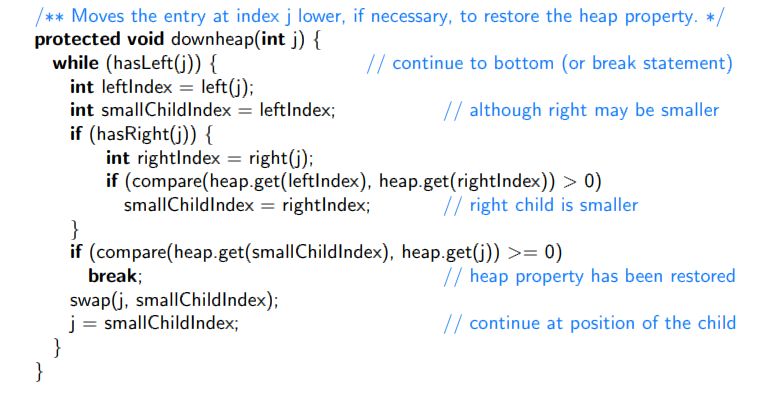 Solved Java language, please! Reimplement the downheap and | Chegg.com