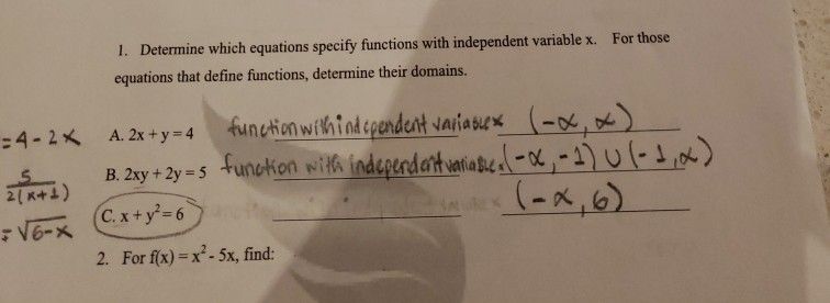 Solved 1. Determine which equations specify functions with | Chegg.com