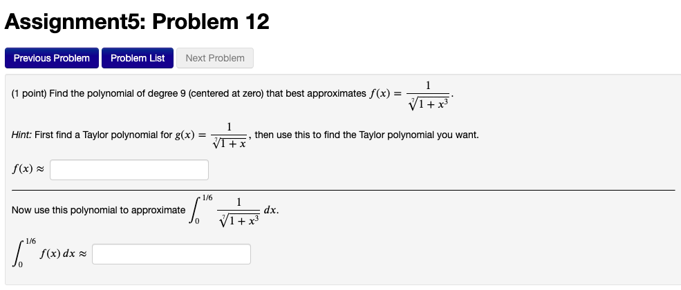 Solved Assignment5: Problem 11 Previous Problem Problem List | Chegg.com