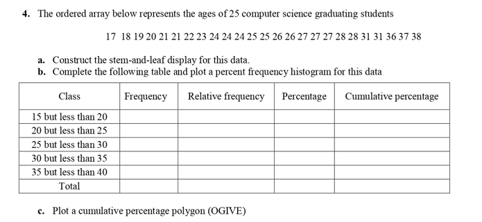 Solved 4 The Ordered Array Below Represents The Ages Of 25