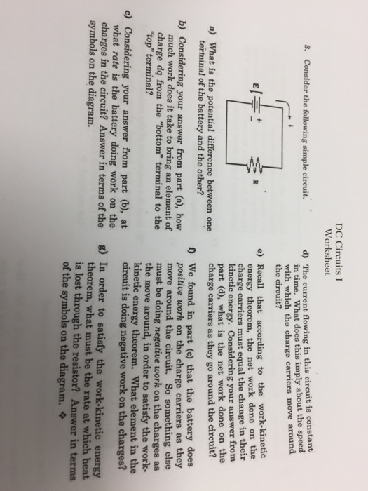 Solved DC Circuits I Worksheet Consider the following simple | Chegg.com
