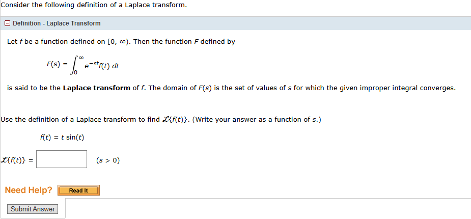 Solved Consider the following definition of ﻿a Laplace | Chegg.com