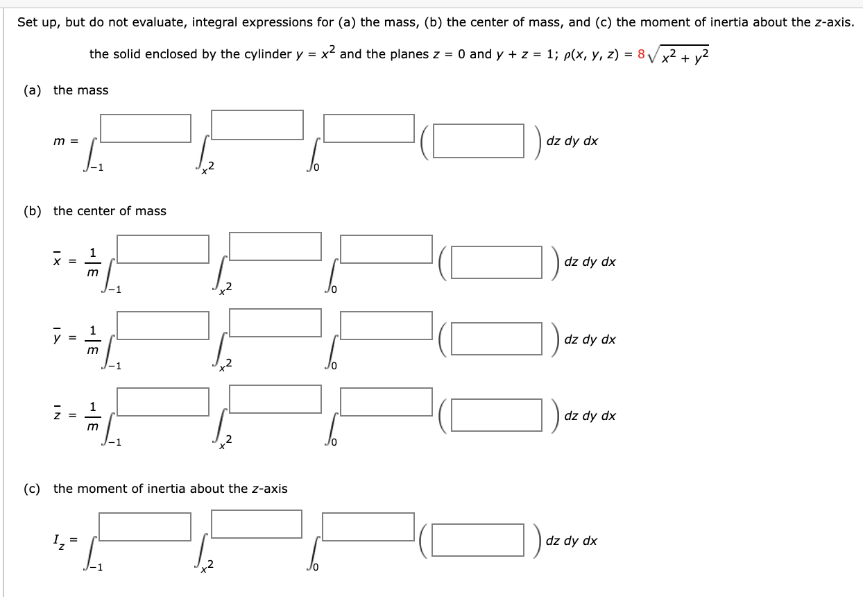 Solved Set up, but do not evaluate, integral expressions for | Chegg.com