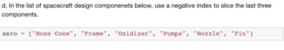 Solved d. In the list of spacecraft design componenets | Chegg.com
