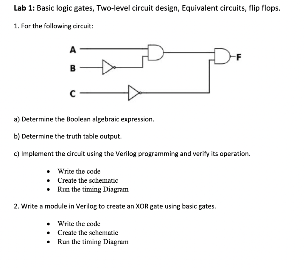 Solved Lab 1: Basic logic gates, Two-level circuit design, | Chegg.com