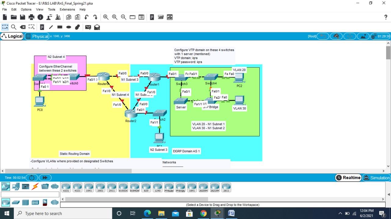 Х Cisco Packet Tracer - E:\R&S LAB | Chegg.com