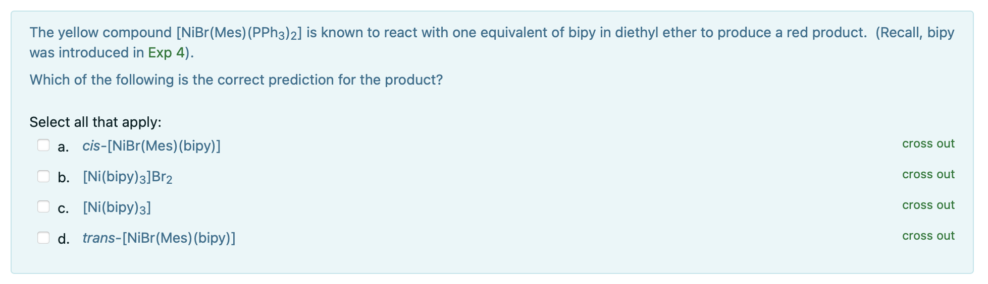 Solved The yellow compound [NiBr(Mes)(PPh3)2] is known to | Chegg.com