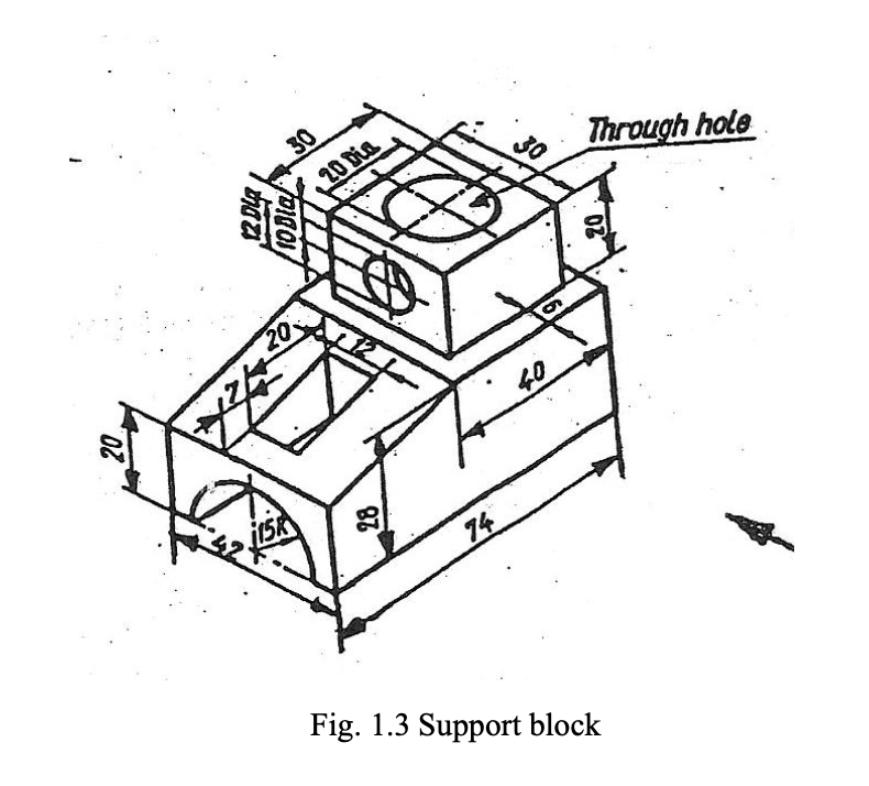 Solved Fig. 1.3 shows a support block. Draw the sectional | Chegg.com