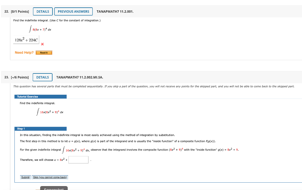 Solved 22. [0/1 Points) DETAILS PREVIOUS ANSWERS TANAPMATH7 | Chegg.com