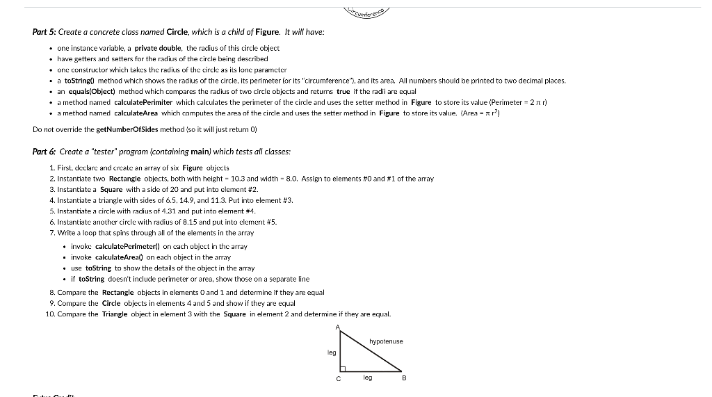 Solved Part 1: Create the abstract (parent) class named | Chegg.com
