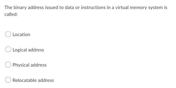 Solved The binary address issued to data or instructions in | Chegg.com