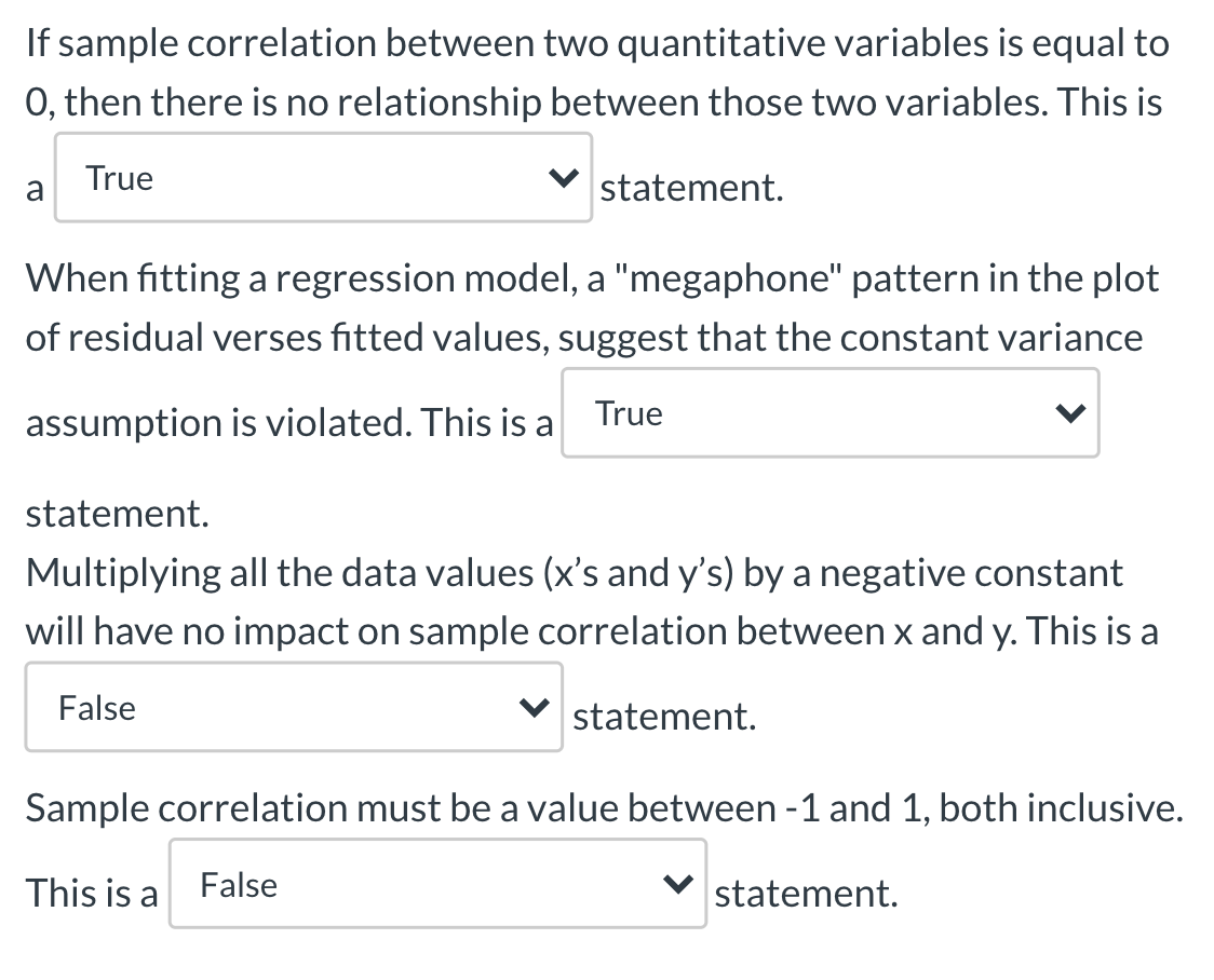 Solved If Sample Correlation Between Two Quantitative