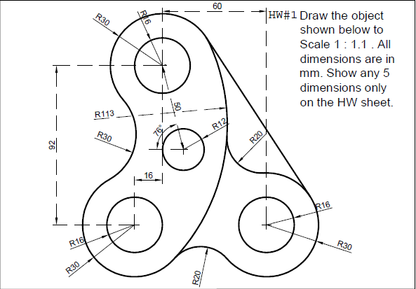Solved 60 R30 HW#1 Draw the object shown below to Scale | Chegg.com