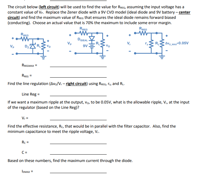 Solved Designing a 9V power supply based on the circuit | Chegg.com