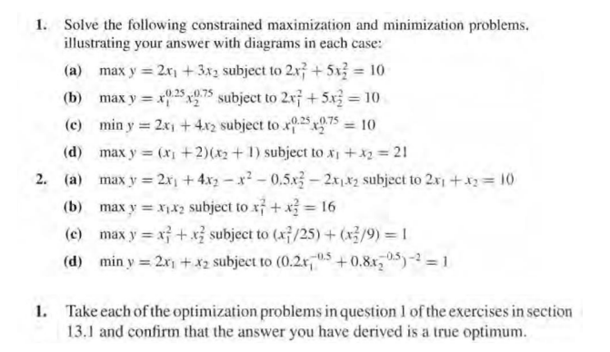 Solve the following constrained maximization and | Chegg.com