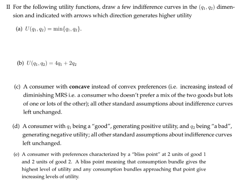 Solved II For the following utility functions, draw a few | Chegg.com