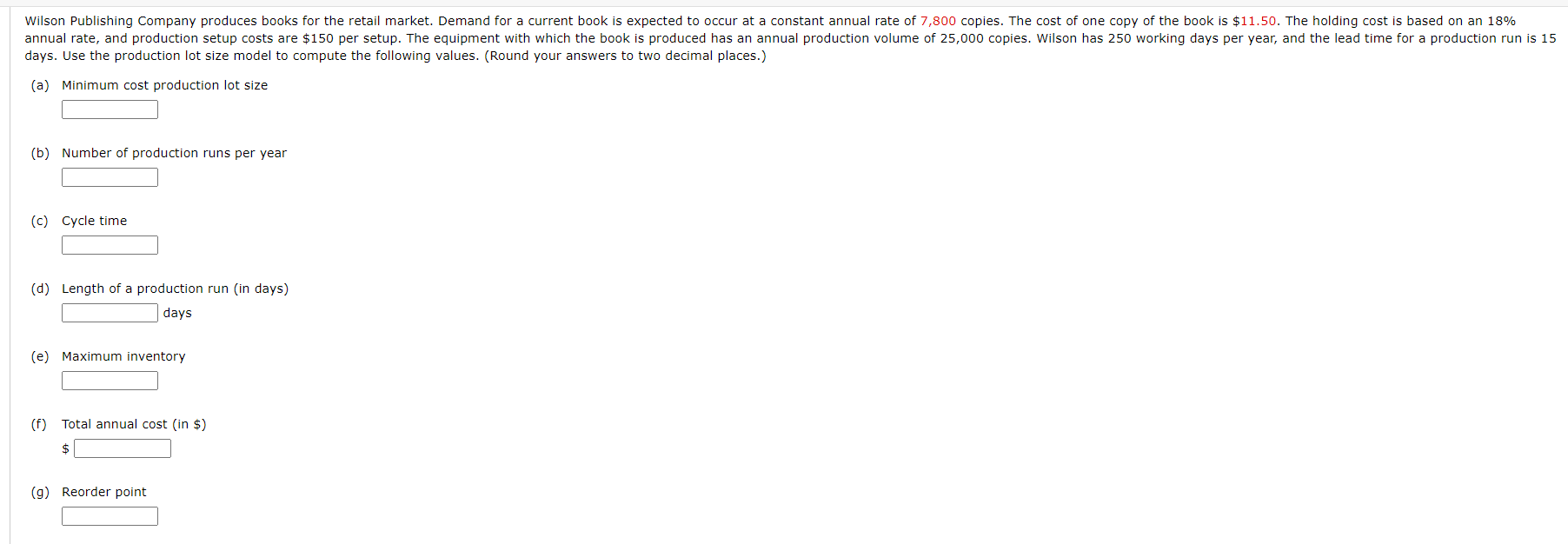 Solved days. Use the production lot size model to compute | Chegg.com