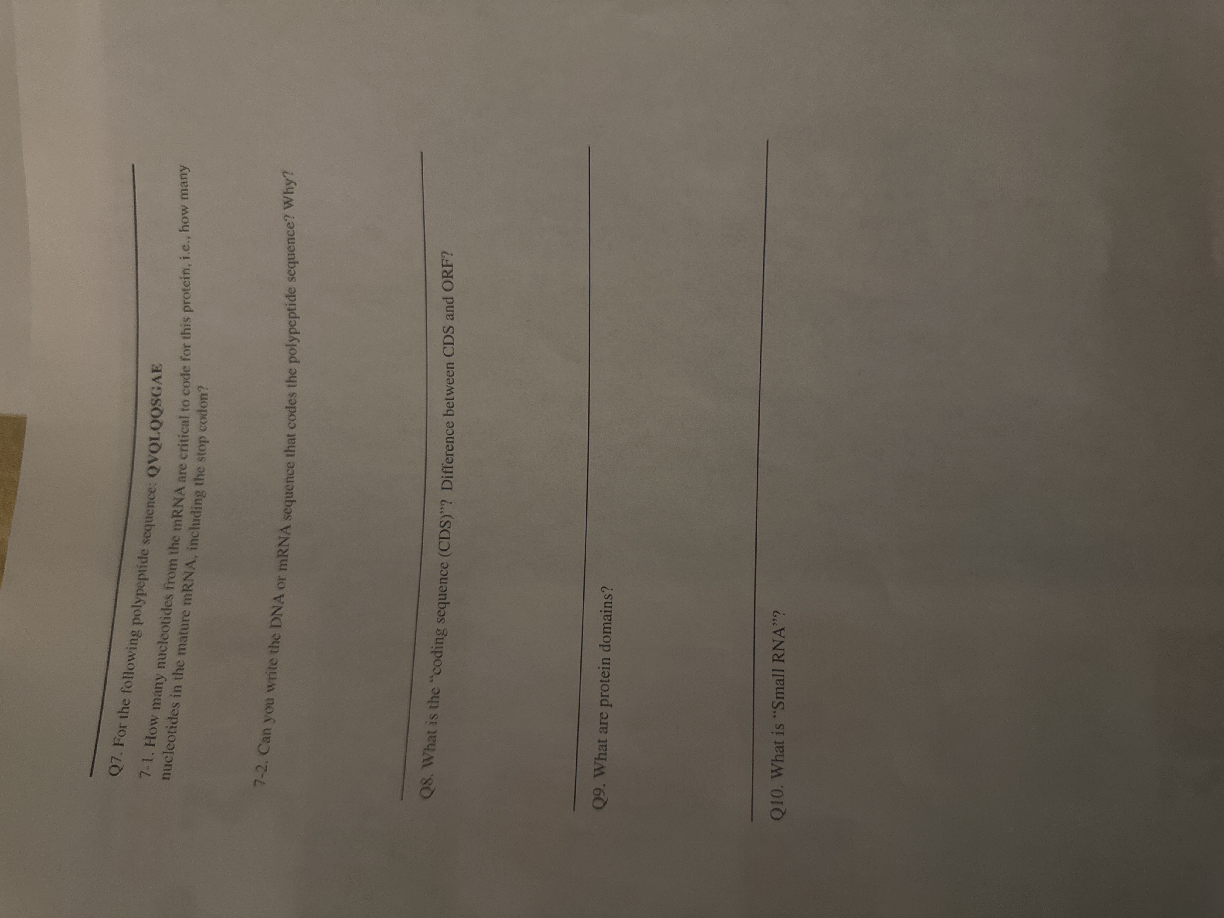 Solved Q7. ﻿For the following polypeptide sequence: | Chegg.com