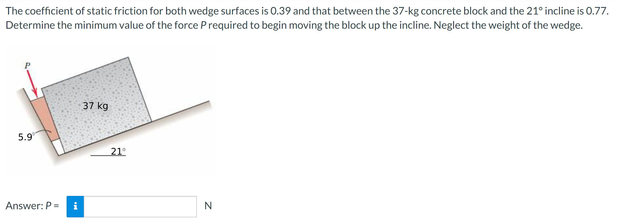 Solved The coefficient of static friction for both wedge | Chegg.com