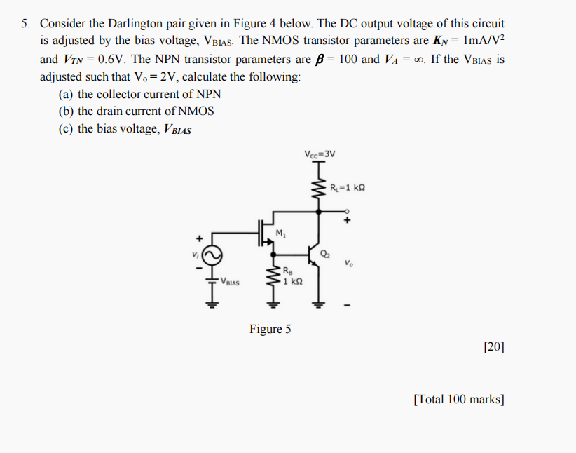 Solved 5. Consider the Darlington pair given in Figure 4 | Chegg.com
