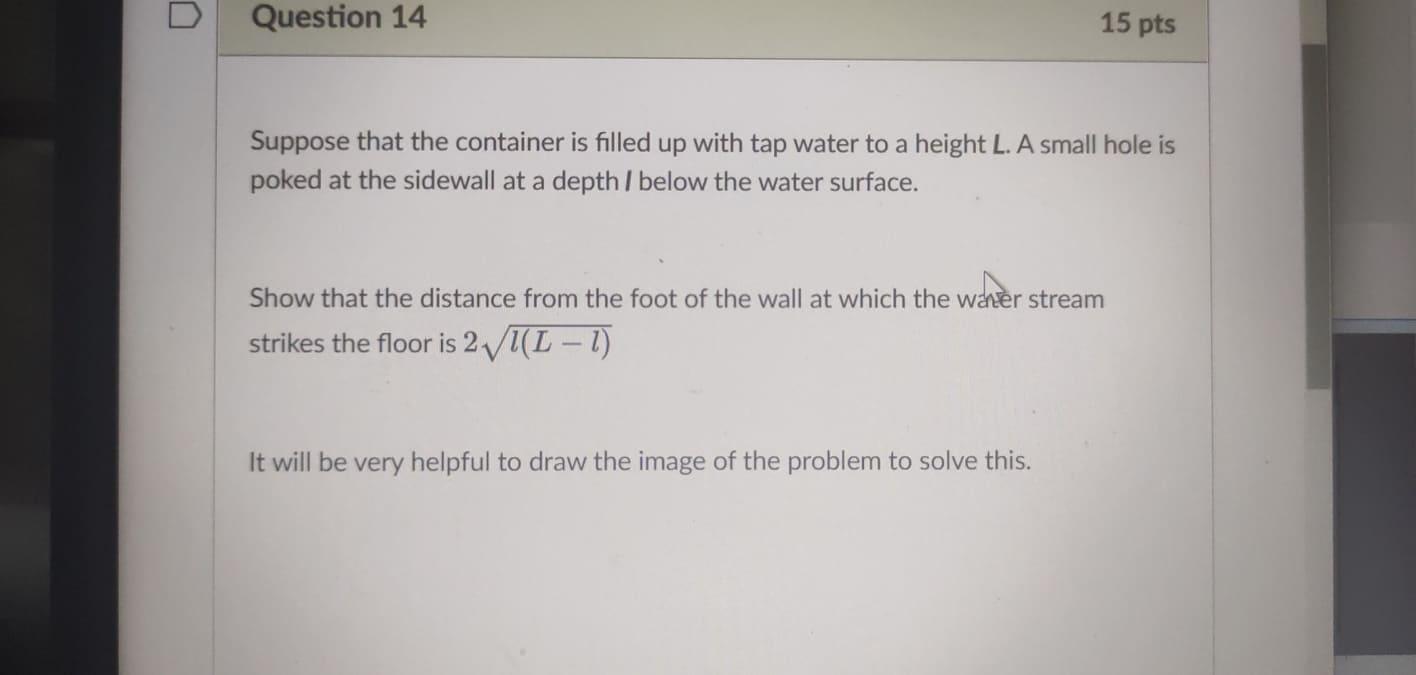 Solved Question 14 15 pts Suppose that the container is | Chegg.com