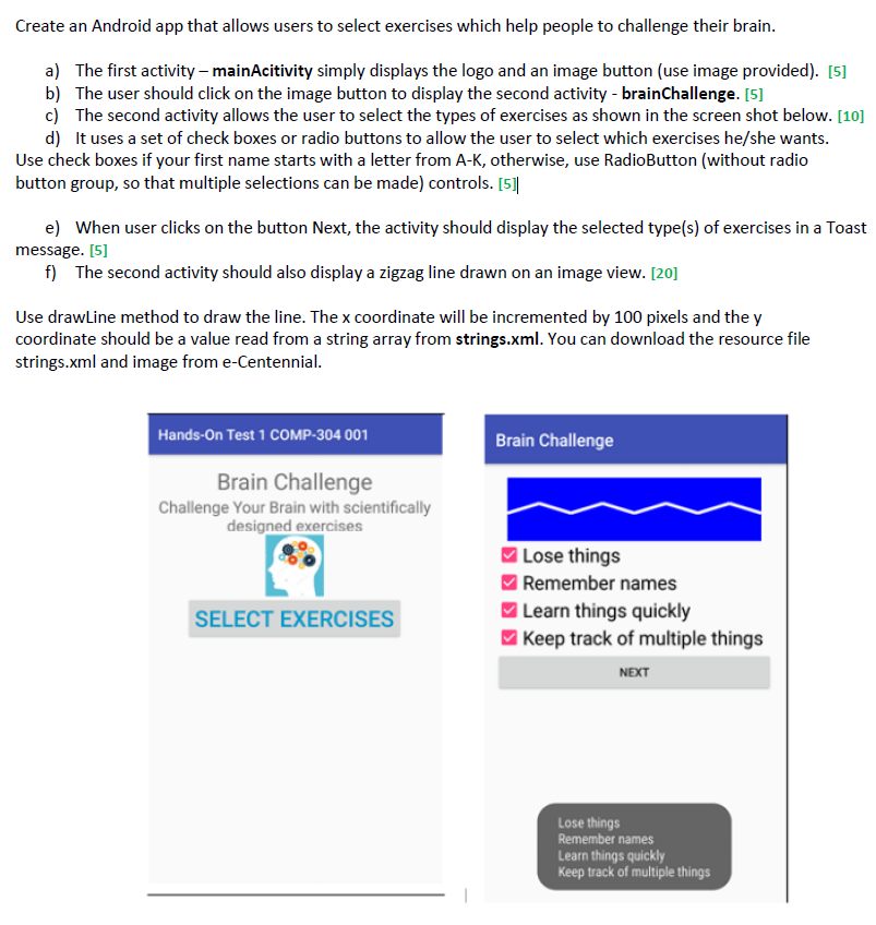 Solved Create an Android app that allows users to select | Chegg.com