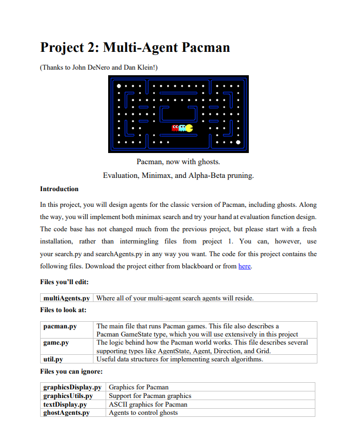 Solved Project 2: Multi-Agent Pacman (Thanks to John DeNero | Chegg.com